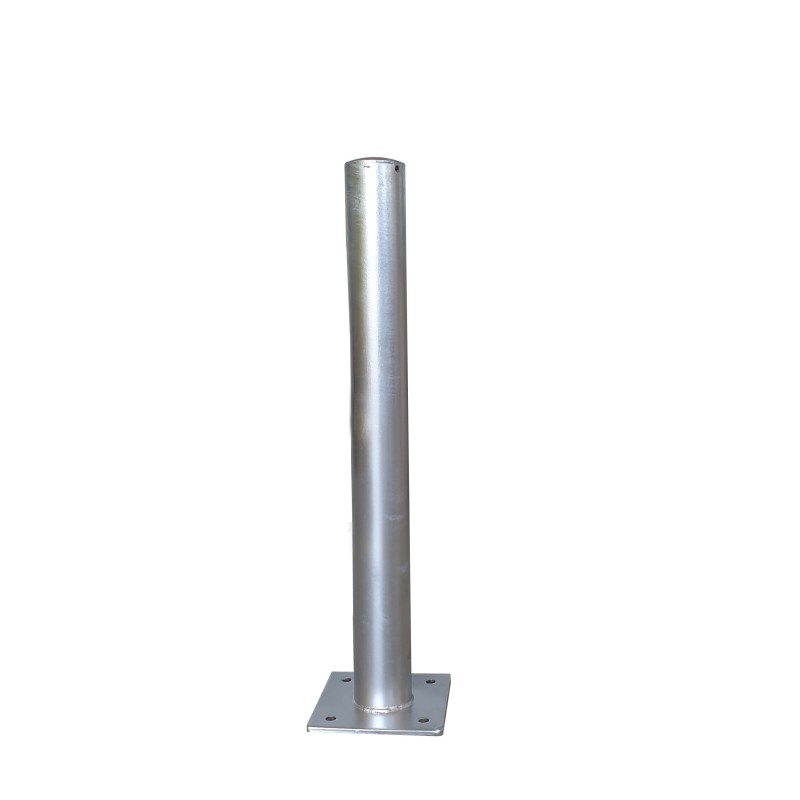 Steel safety bollard with rounded edges